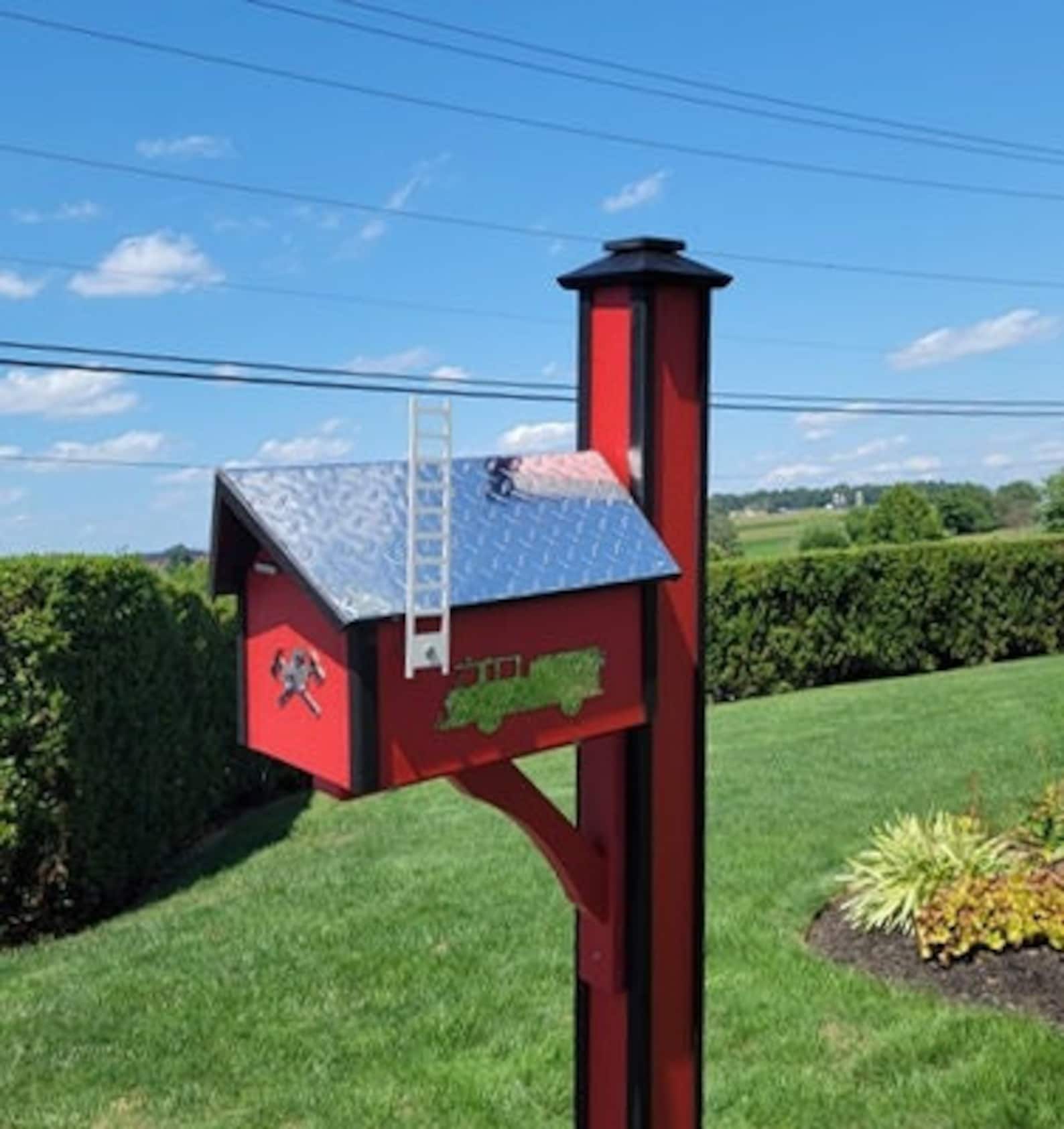 Amish Mailbox Handmade Kit Poly Mailbox and Poly Post With Fire ...