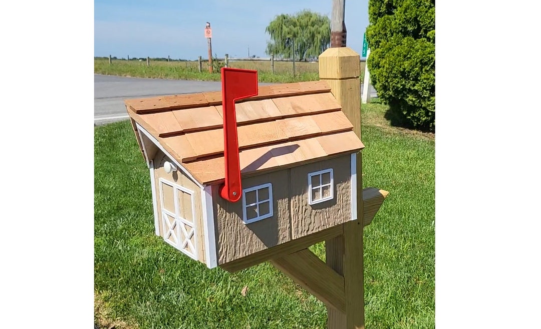 Amish Mailbox - Handmade - Wooden - Clay - Barn Style - Mailbox - With ...