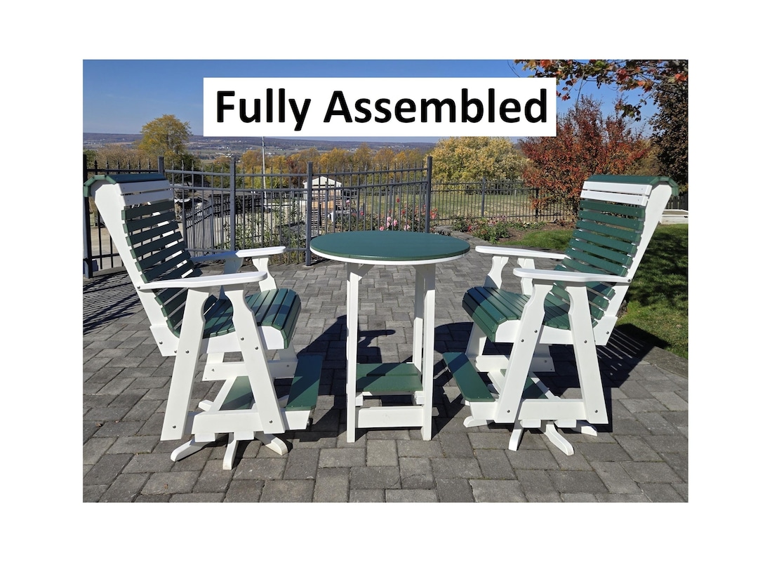 Amish Handmade Patio Set - 2 Swivel Chairs and Table - Adirondack ...