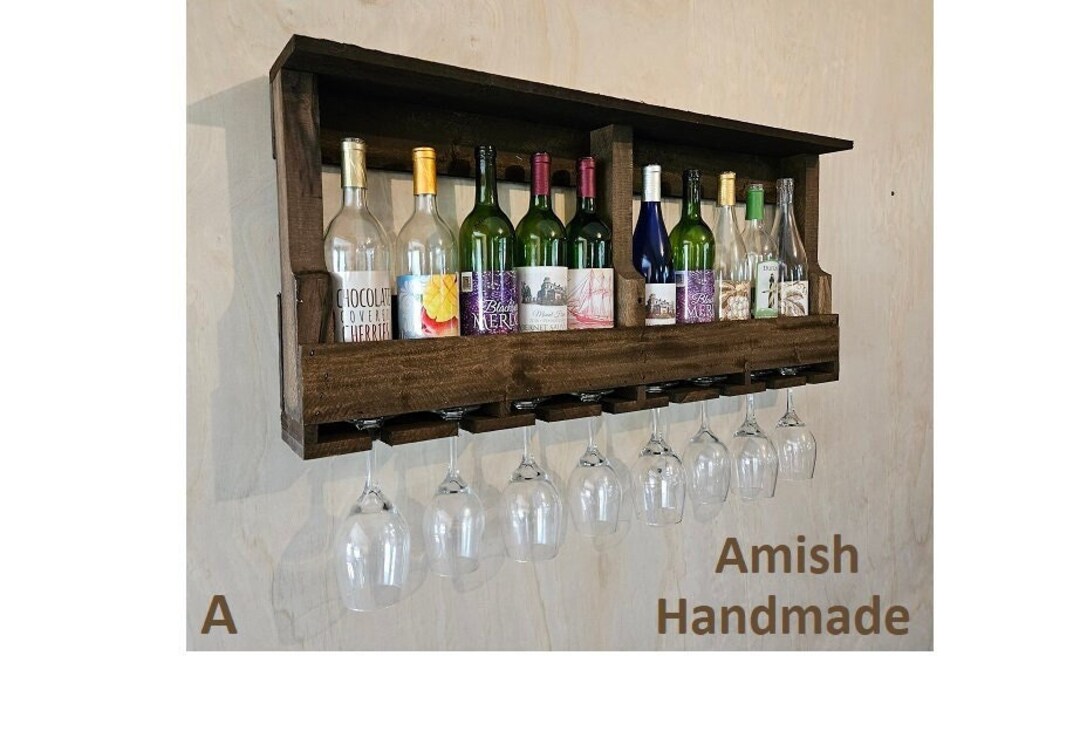 Rustic Wine Rack - Wall Mounted - Amish Handmade Wine Holder - Wine ...