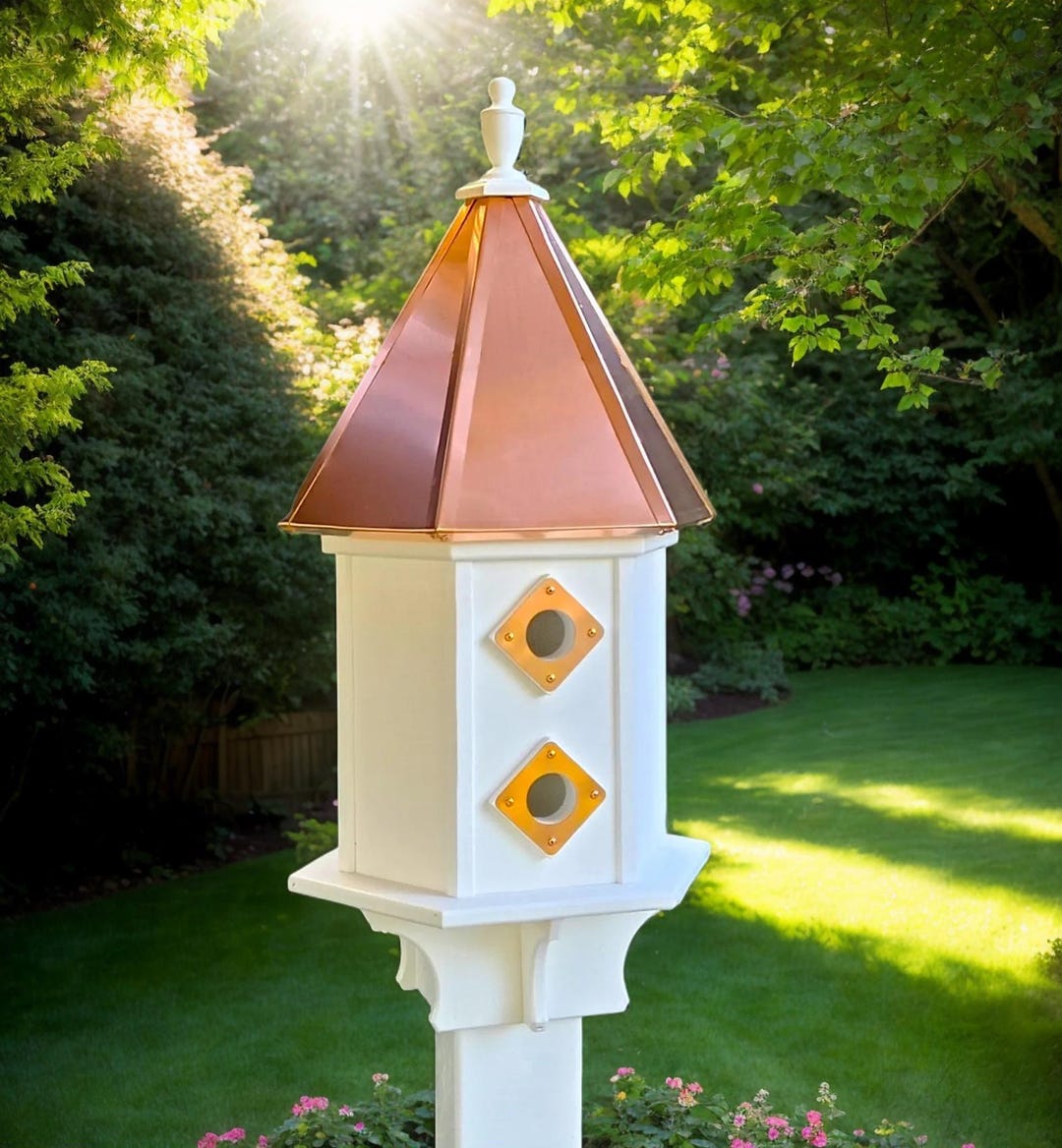 Copper Roof Birdhouse 2-8 Holes Amish Handmade Decorative Birdhouse ...