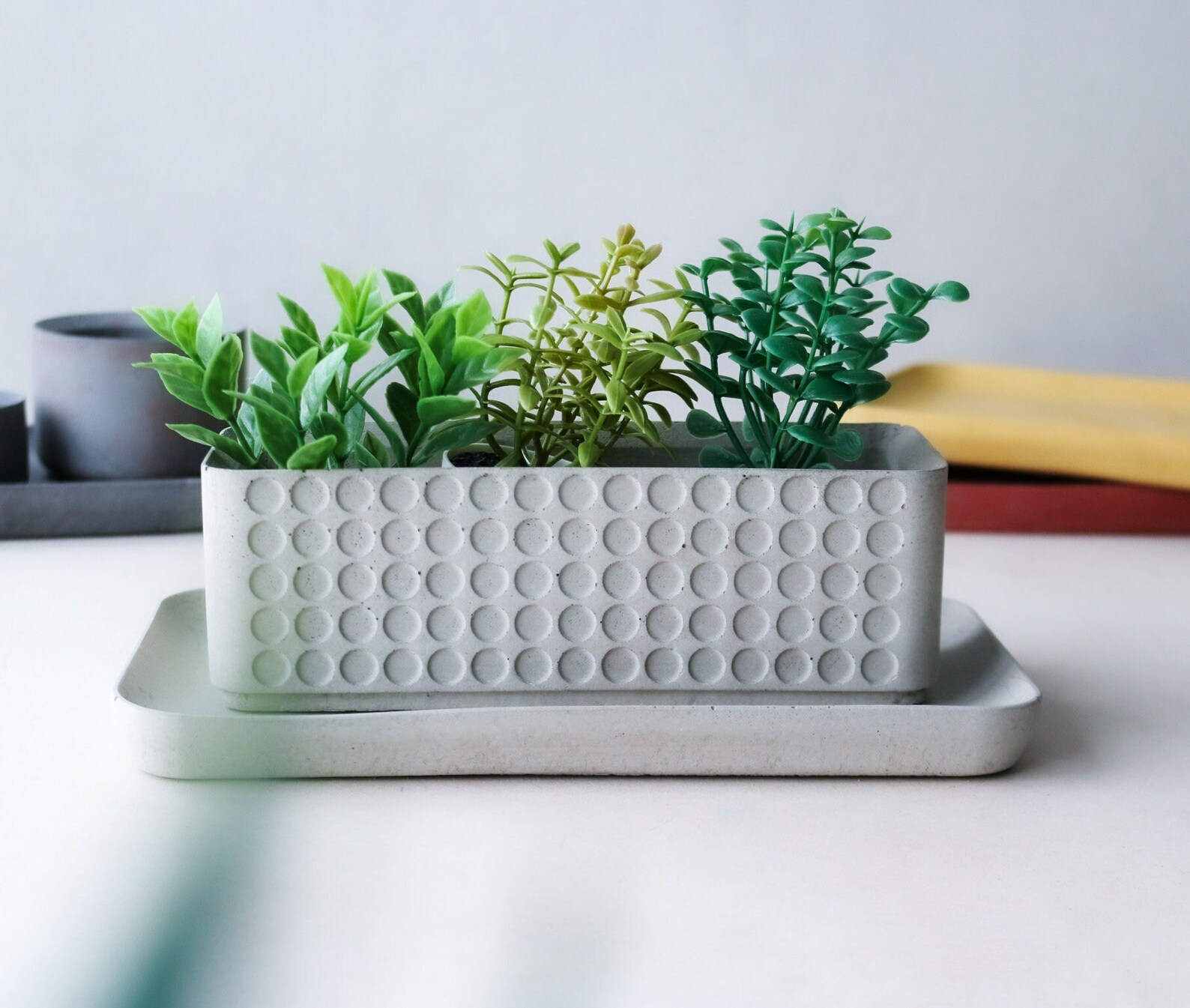 Grey Concrete Tray for Planters | Minimalist Tray | Planter Saucer ...