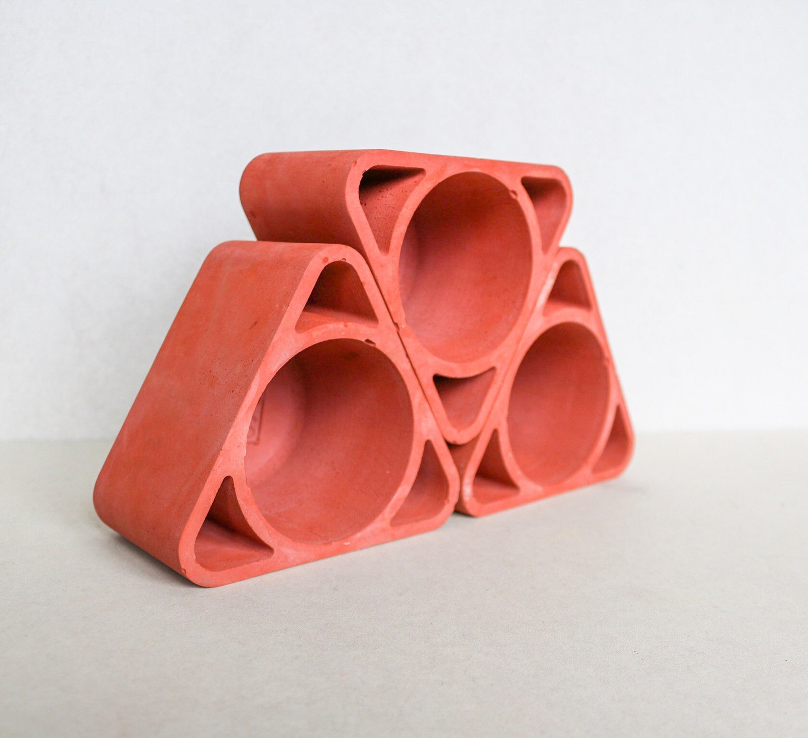 Terracotta Red Concrete Triangle Planter Minimalist Planter - Etsy