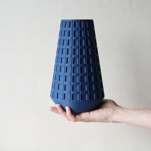 Modern Blue 3D Printed Vase With Geometric Pattern - Unique Decor for ...