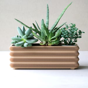 Modern Planter Box, 3D Printed Decorative Pot With Line Pattern ...