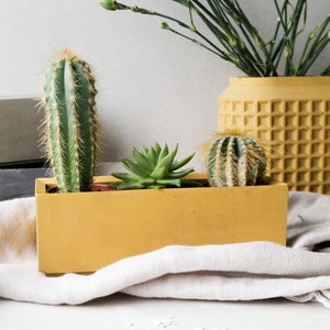 Yellow Terracotta Concrete Planter Box | Minimalist Planter Pot ...