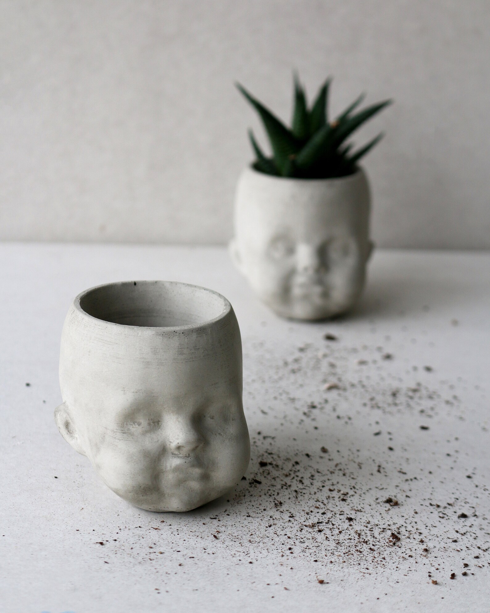 Grumpy Baby Head Planter Concrete Head Planter Succulent - Etsy