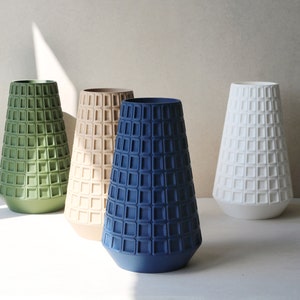 Modern Blue 3D Printed Vase With Geometric Pattern - Unique Decor for ...