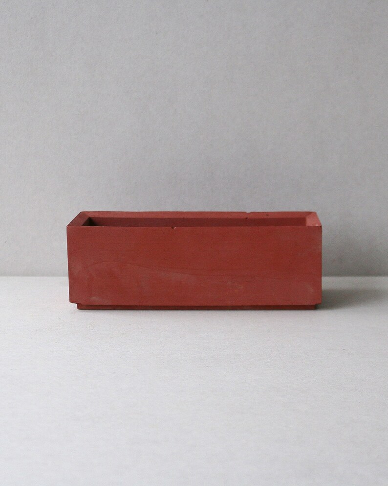 Red Terracotta Concrete Planter Box Minimalist Planter Pot - Etsy