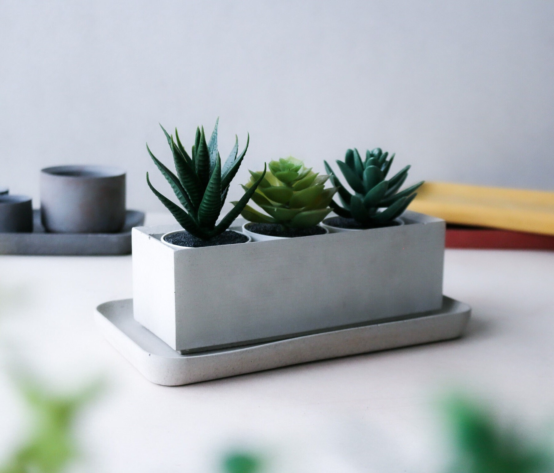 Grey Concrete Tray for Planters | Minimalist Tray | Planter Saucer ...