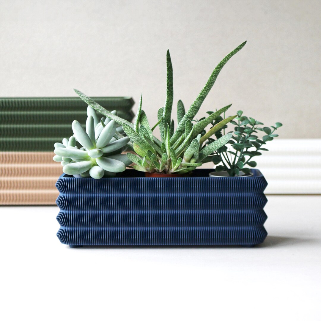 Textured Window Sill Planter – Decorative Geometric Plant Pot for Home ...