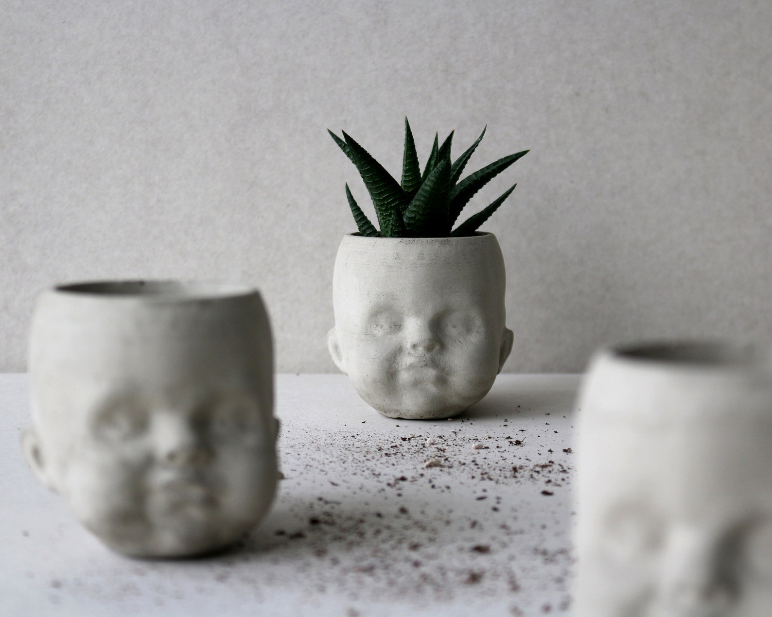 Grumpy Baby Head Planter Concrete Head Planter Succulent - Etsy