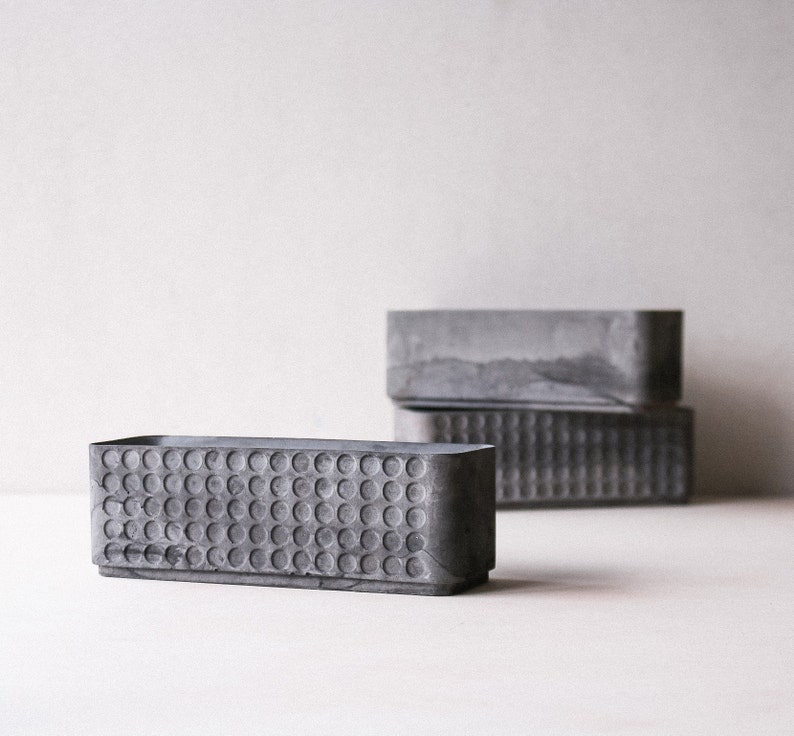 Doted Concrete Planter Box Dark Gray Polka Dot Minimalist - Etsy