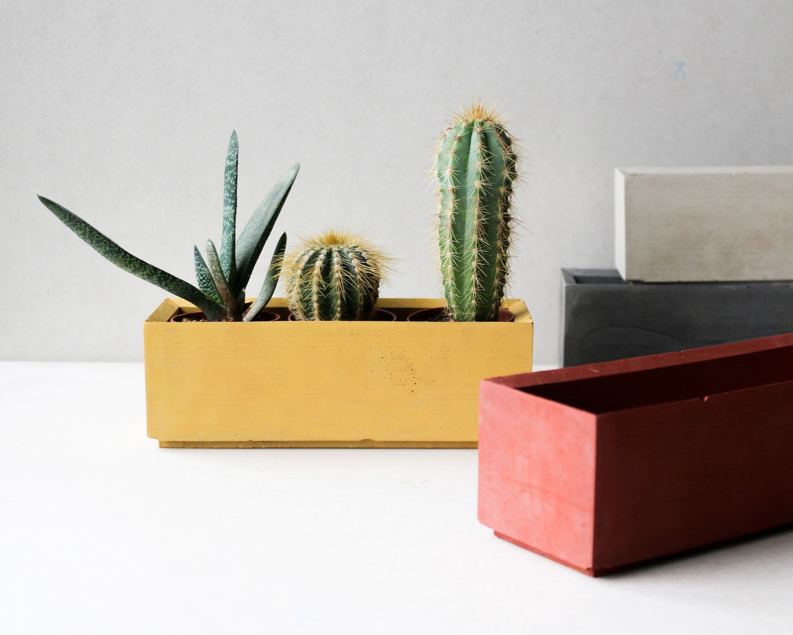 Yellow Terracotta Concrete Planter Box | Minimalist Planter Pot ...