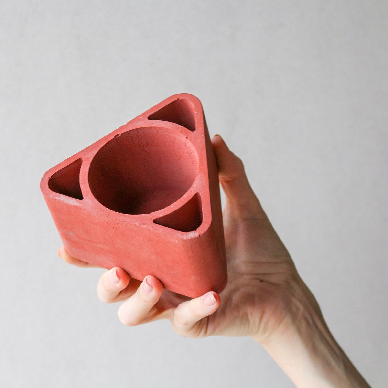 Terracotta Red Concrete Triangle Planter Minimalist Planter - Etsy