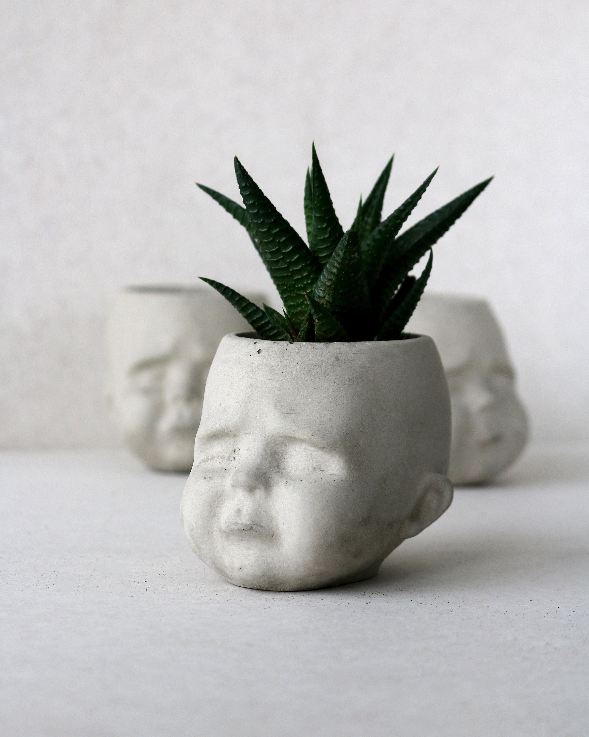 Sad Baby Head Planter Concrete Head Planter Succulent Pot - Etsy UK