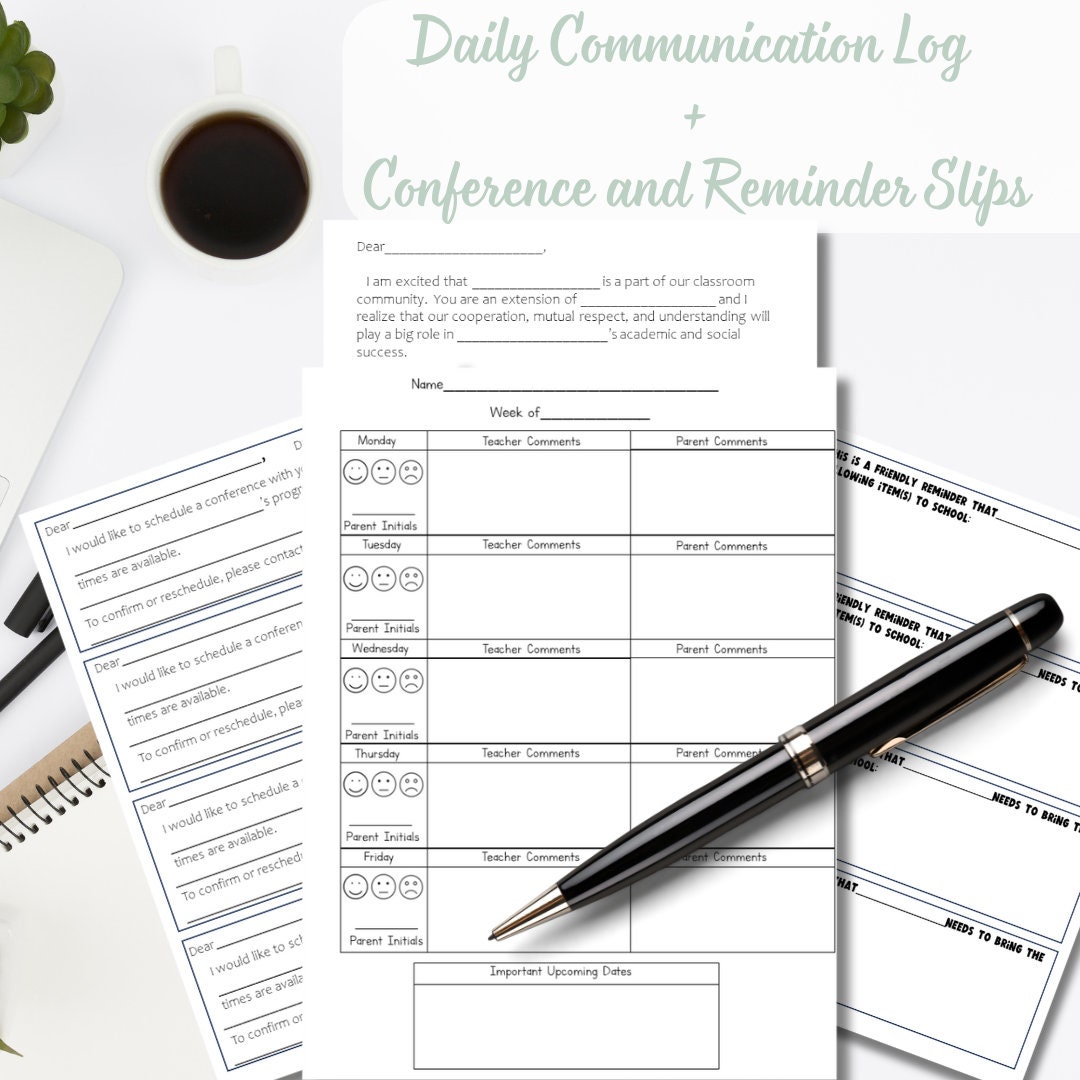 Daily School Communication Log With Conference & Reminder Slips (PDF ...