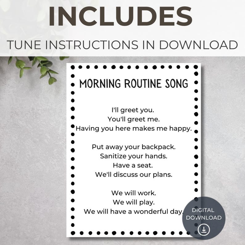 Morning Routine Song Poster | Printable Preschool & Kindergarten ...