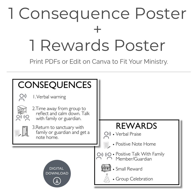 Editable Church Expectations Posters | Rewards & Consequences | Voice ...
