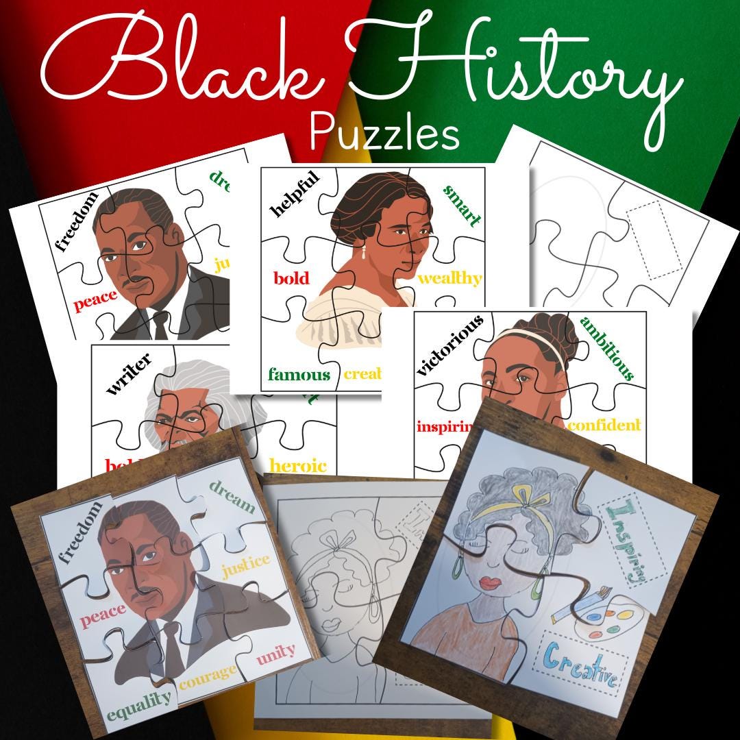 Black History Month Printable |puzzle Activity Craft for Kids - Etsy