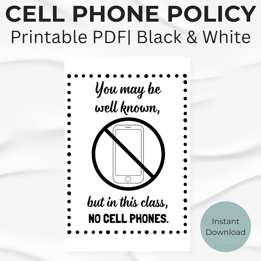 No Cell Phones Classroom Poster | Printable Phone Policy Sign (PDF) - Etsy