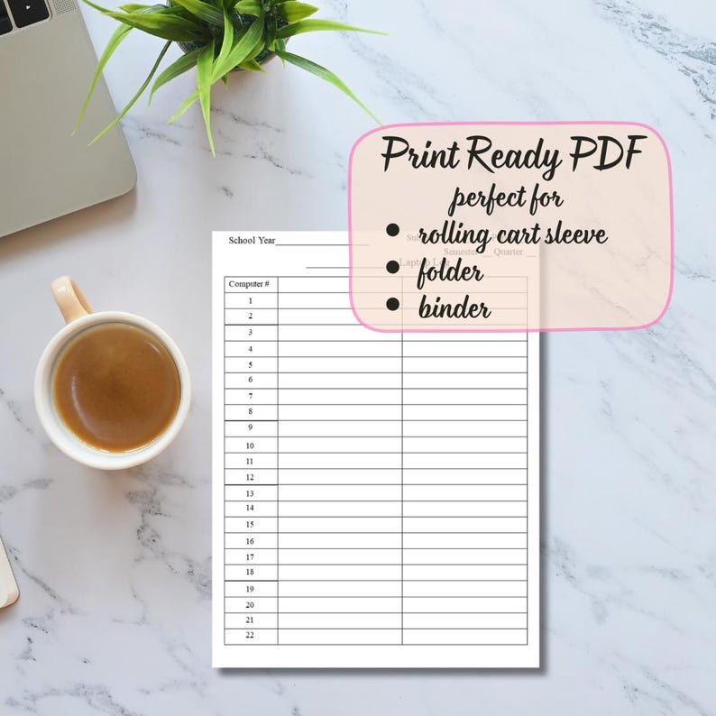 Classroom Laptop Log Student Computer Log Editable - Etsy