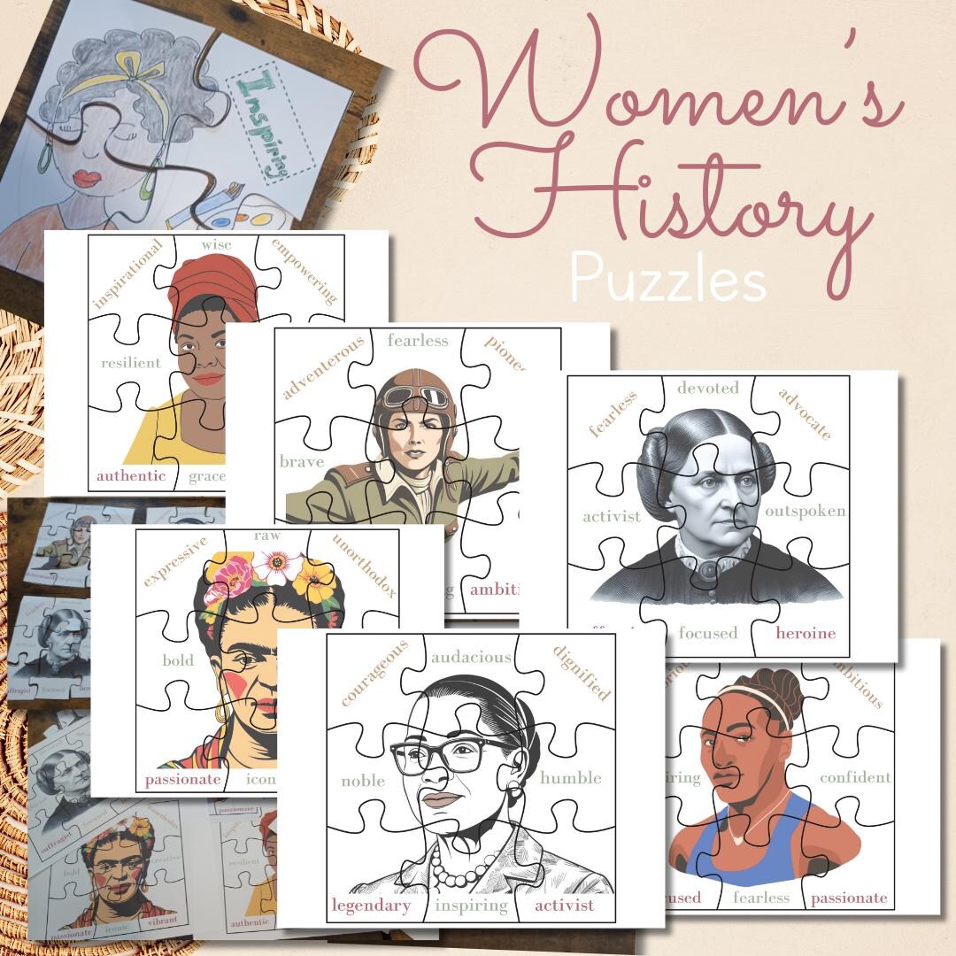 Women's History Month Printable| Puzzle Craft Activity for Children - Etsy