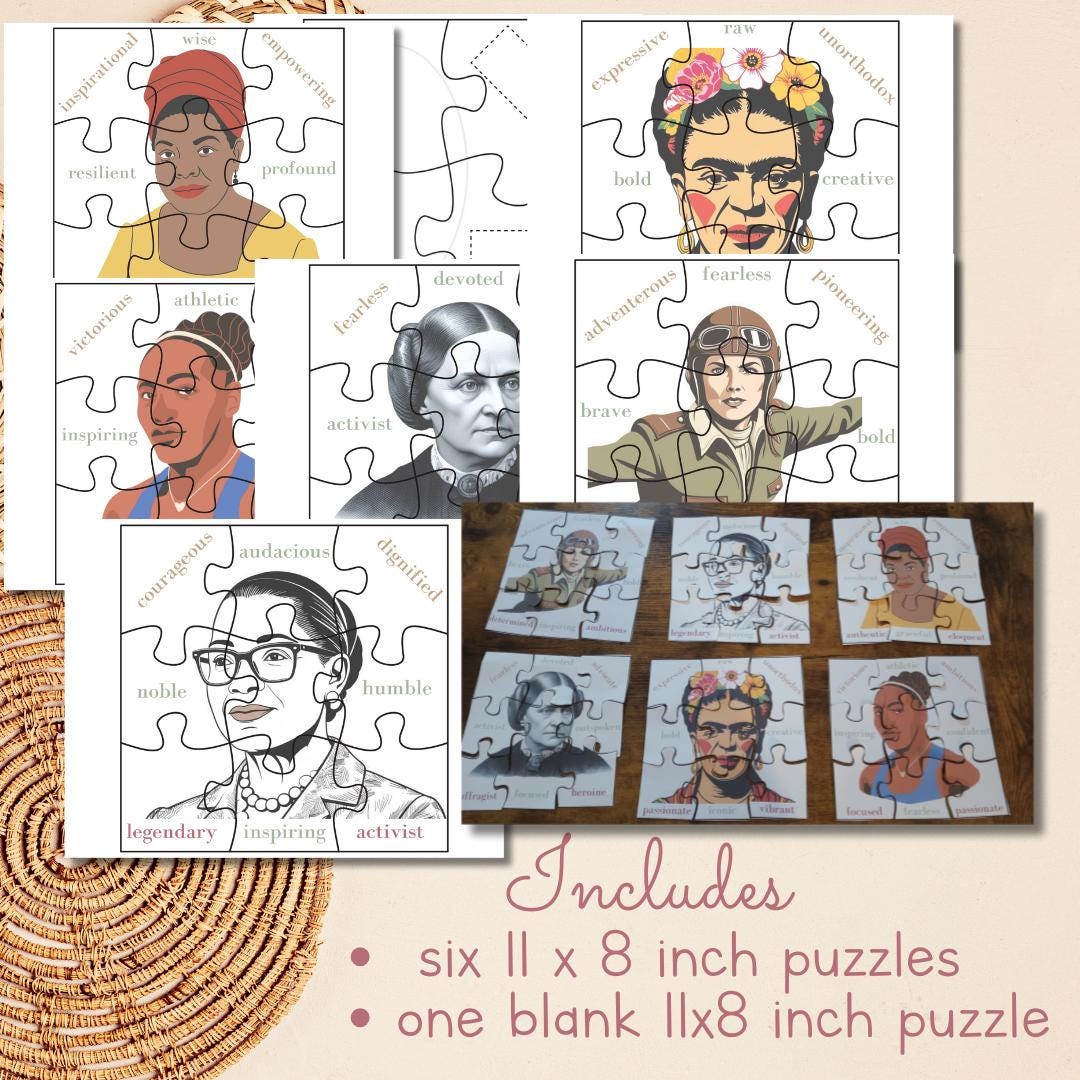Women's History Month Printable| Puzzle Craft Activity for Children - Etsy