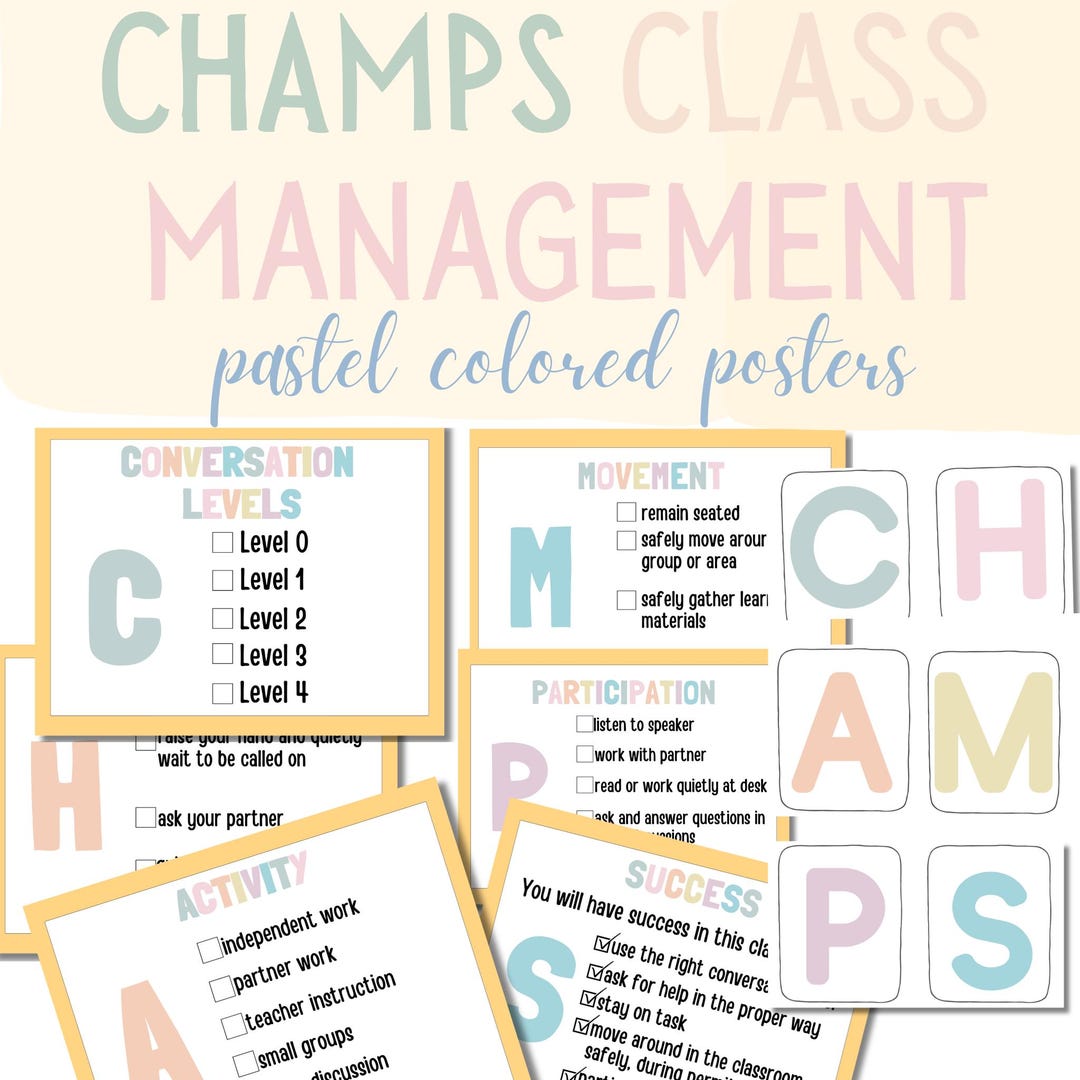 CHAMPS Expectations Classroom Management Posters, Behavior Management ...