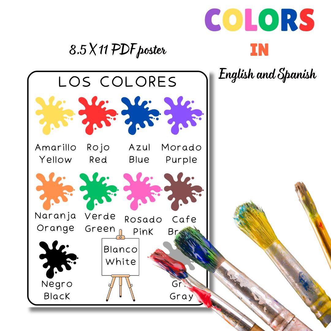Spanish Color Poster | Bilingual Colors Chart | Spanish Learning ...
