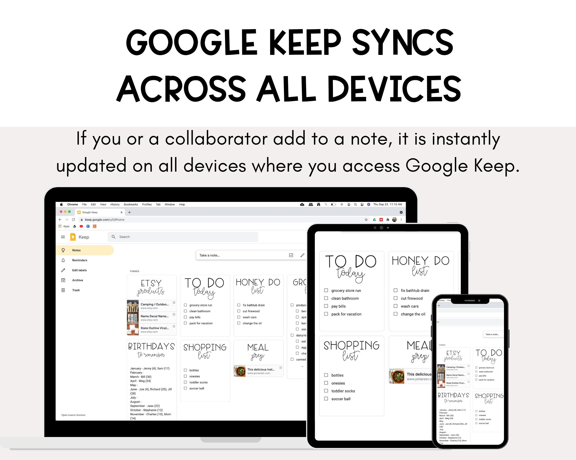 Google Keep Headers, Minimalist Design, Cute Fonts, Black and White - Etsy