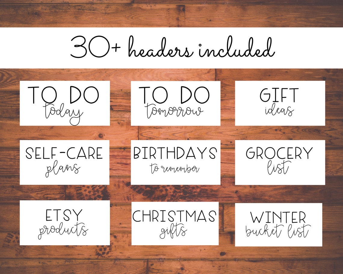 Google Keep Headers Minimalist Design Cute Fonts Black and - Etsy