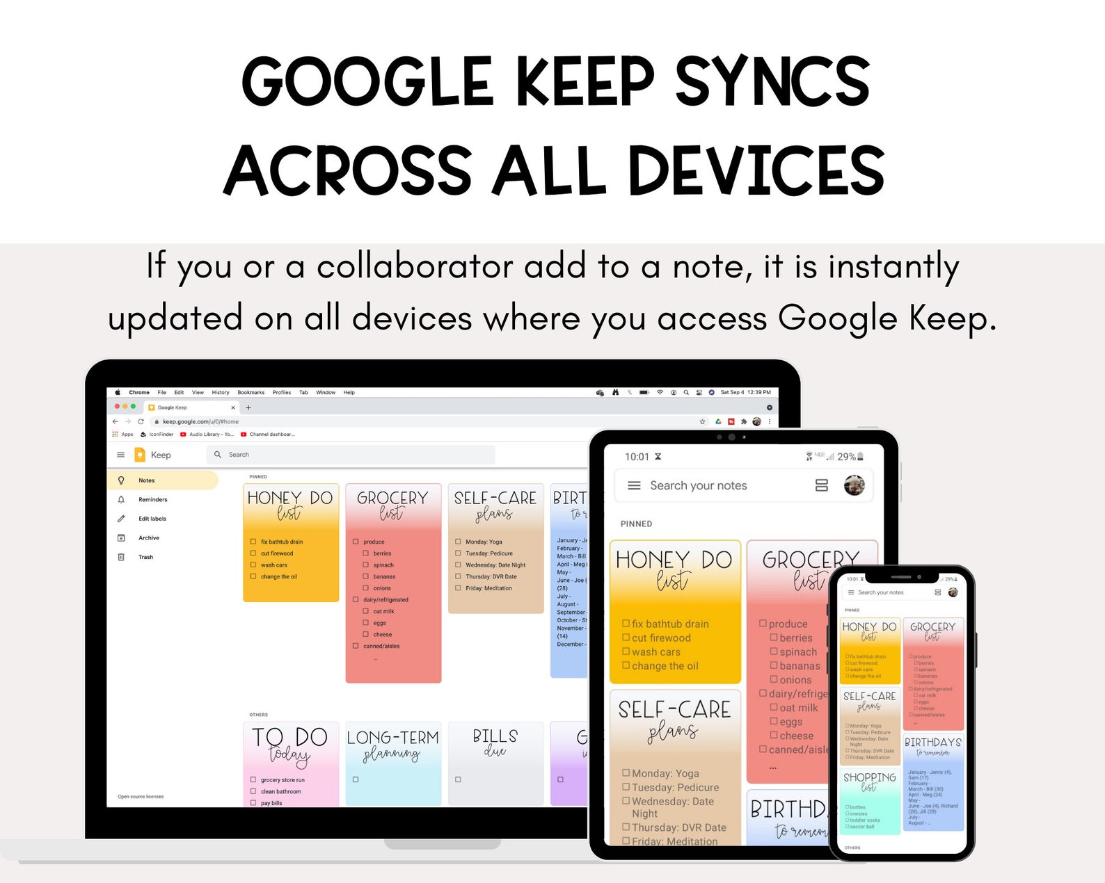 Google Keep Headers, Cute Fonts, Colorful - Etsy