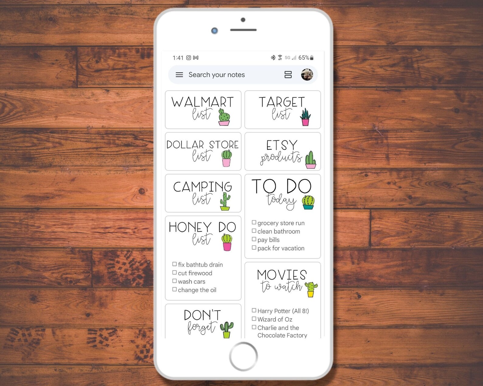 Cute Colorful Cactus Google Keep Headers Cute Fonts With - Etsy