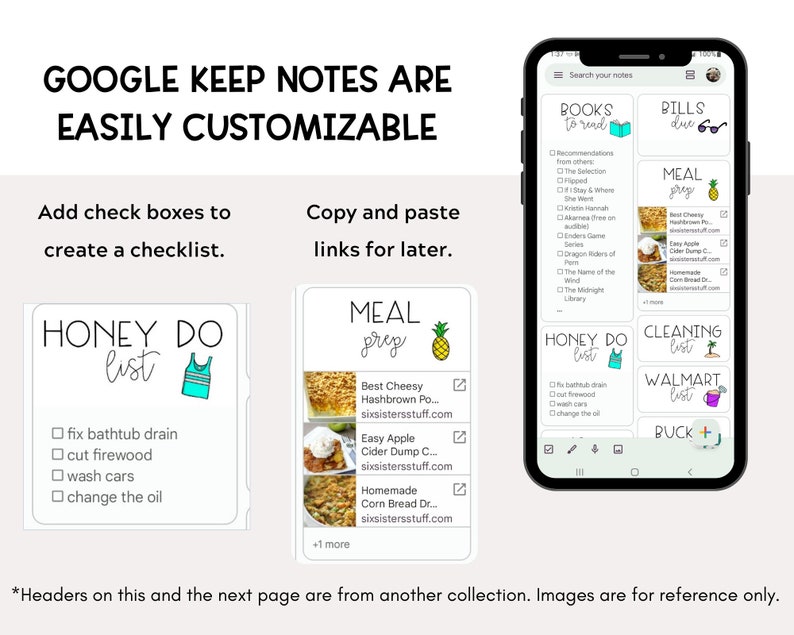 Google Keep Headers, Minimalist Design, Cute Fonts, Black and White - Etsy