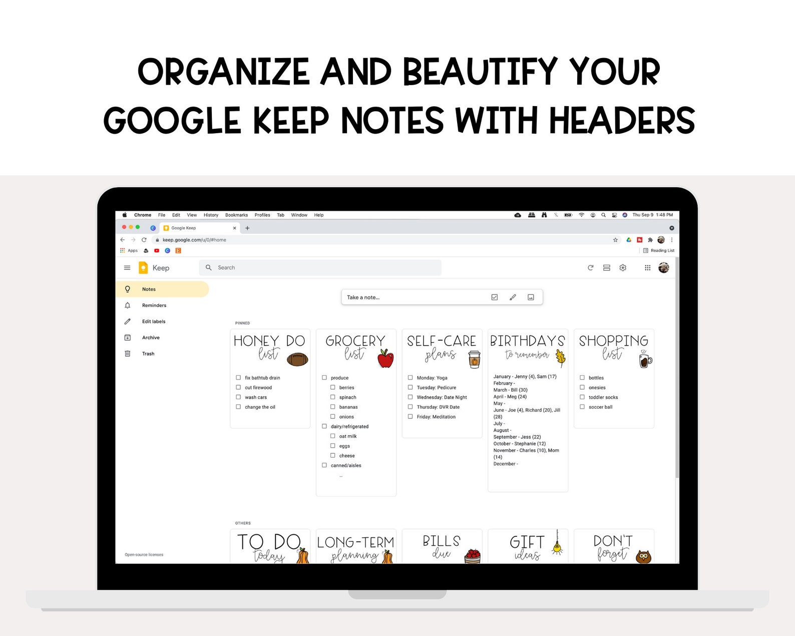 Fall Google Keep Headers, Cute Fonts, Fall Doodles, Minimalist Design ...