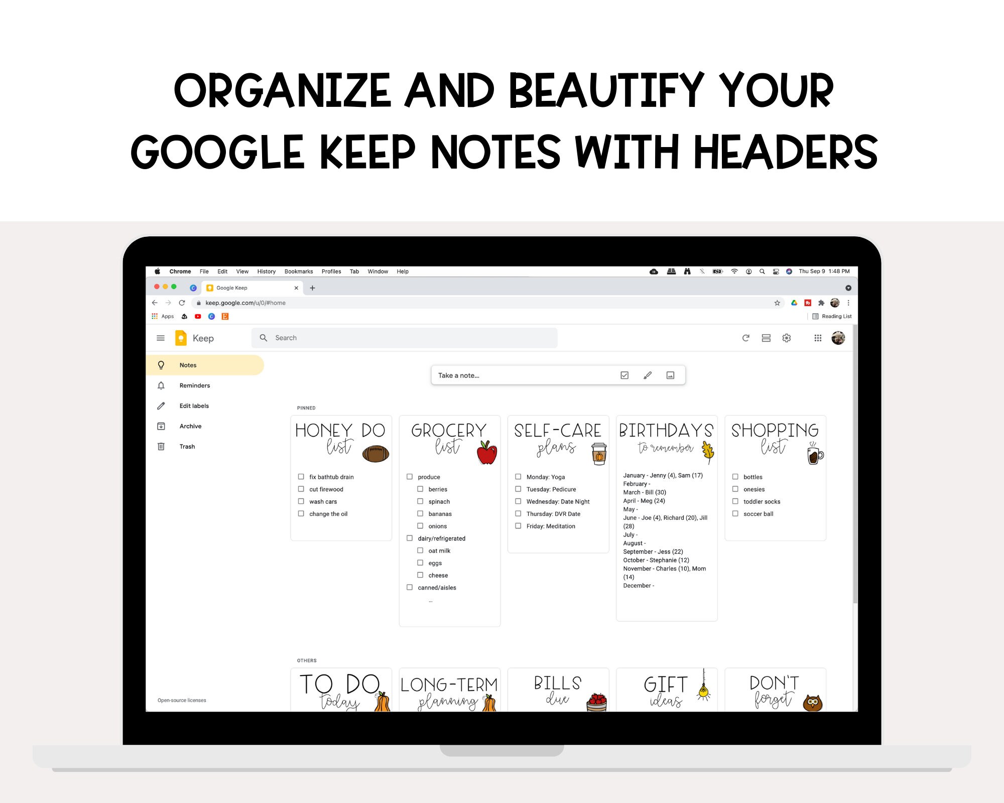 Fall Google Keep Headers, Cute Fonts, Fall Doodles, Minimalist Design ...
