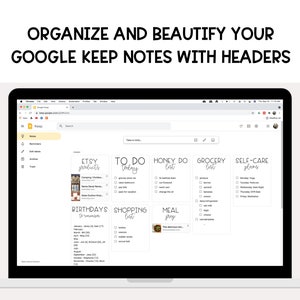 Google Keep Headers, Minimalist Design, Cute Fonts, Black and White - Etsy