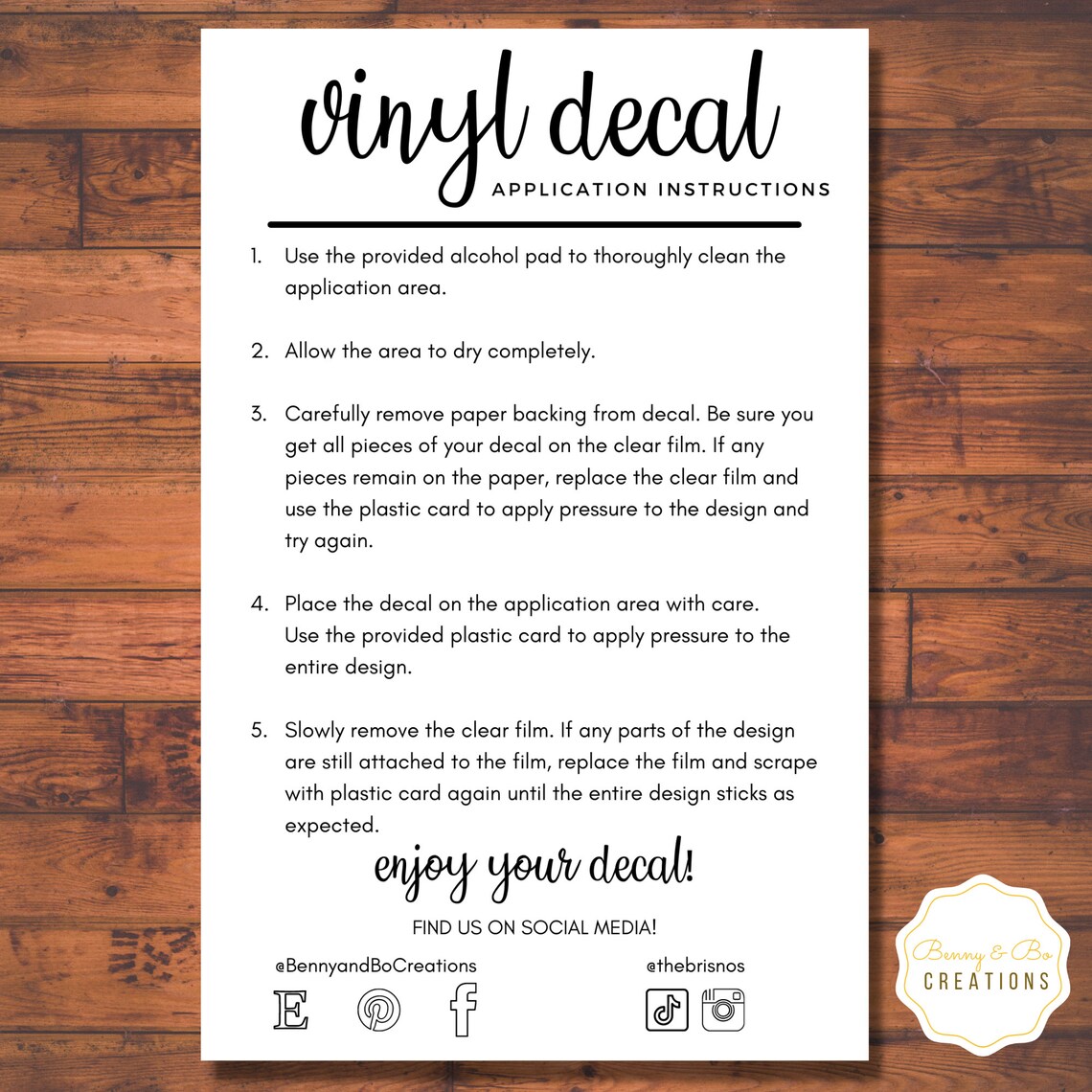 Vinyl Decal Application Instructions EDITABLE Digital - Etsy