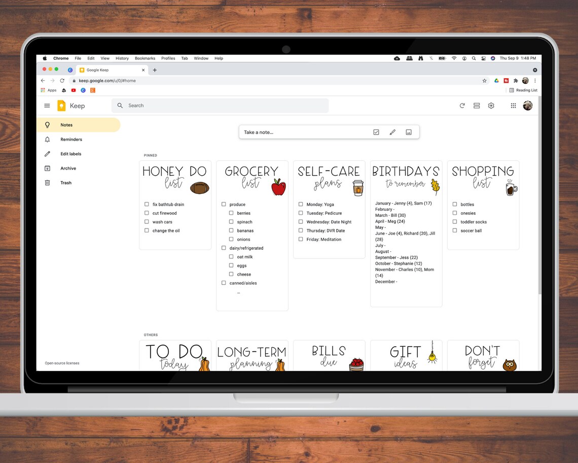 Fall Google Keep Headers Cute Fonts Fall Doodles Minimalist - Etsy