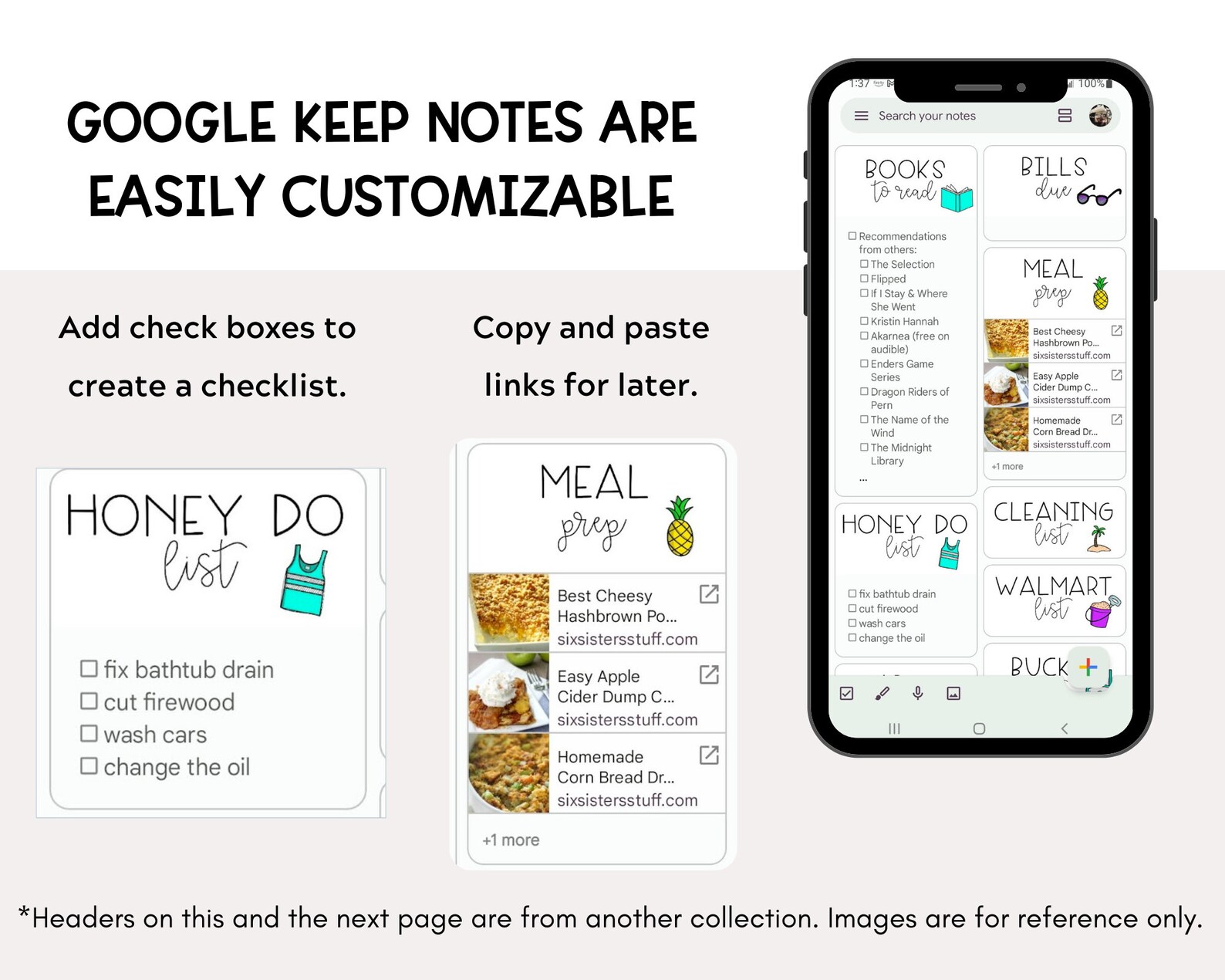 Google Keep Headers, Cute Fonts, Colorful - Etsy