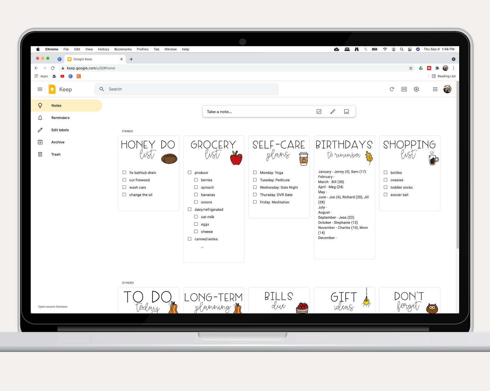 Fall Google Keep Headers, Cute Fonts, Fall Doodles, Minimalist Design ...