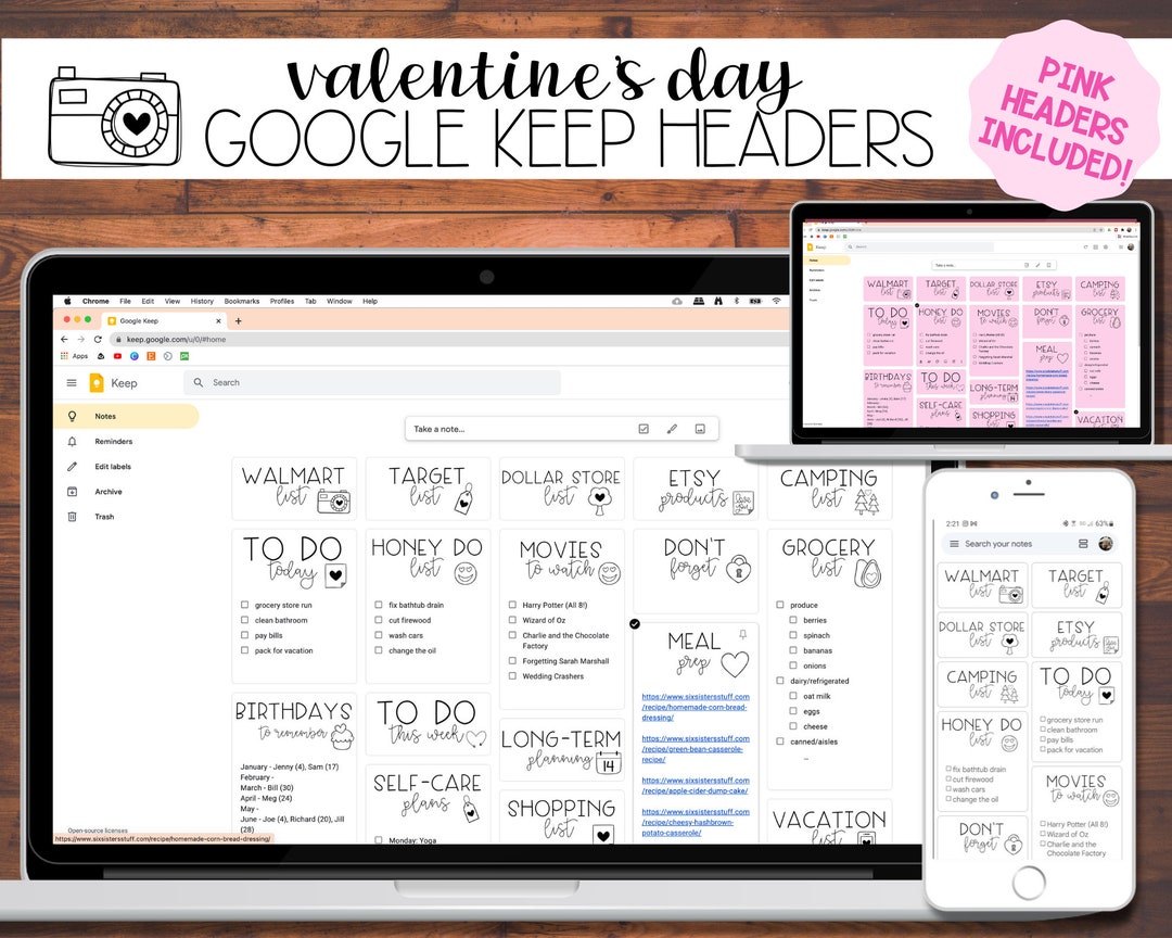 Cute Valentine's Day Google Keep Headers, Cute Fonts With Doodles ...