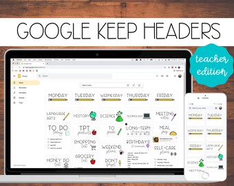 Google Keep Headers Cute Fonts Colorful | Etsy