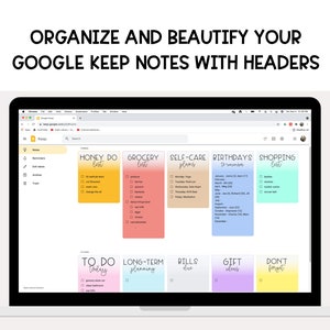 Google Keep Headers, Cute Fonts, Colorful - Etsy