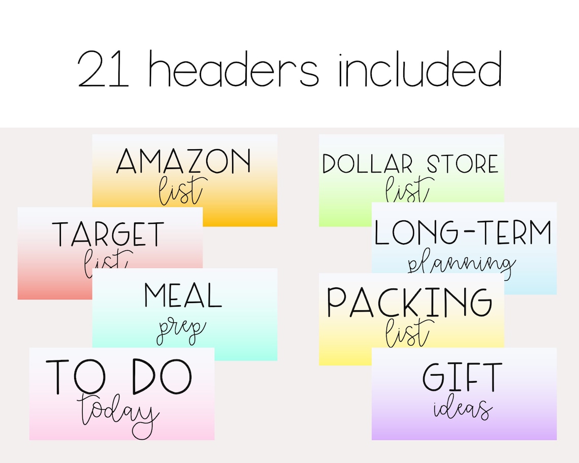Google Keep Headers, Cute Fonts, Colorful - Etsy