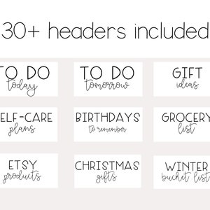 Google Keep Headers, Minimalist Design, Cute Fonts, Black and White - Etsy