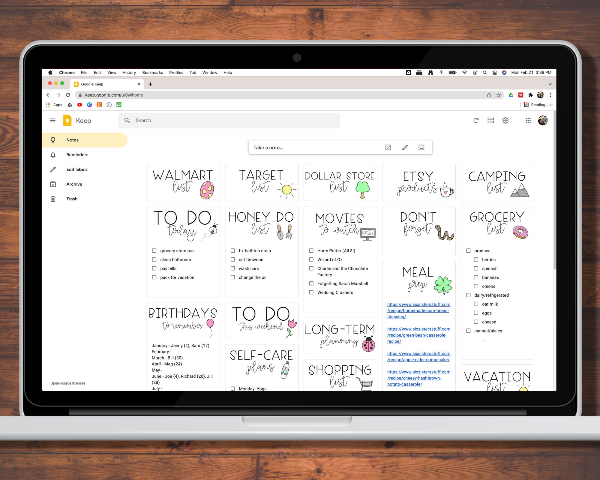 Spring Google Keep Headers Cute Fonts With Colorful Doodles | Etsy