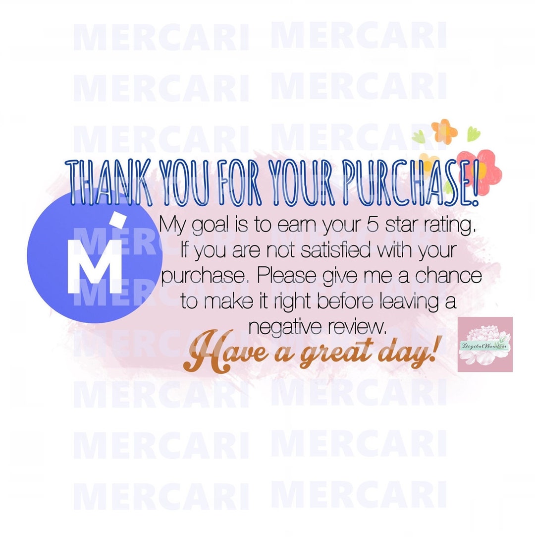 Mercari Thank You for Your Purchase Digital File , Packaging Sticker ...