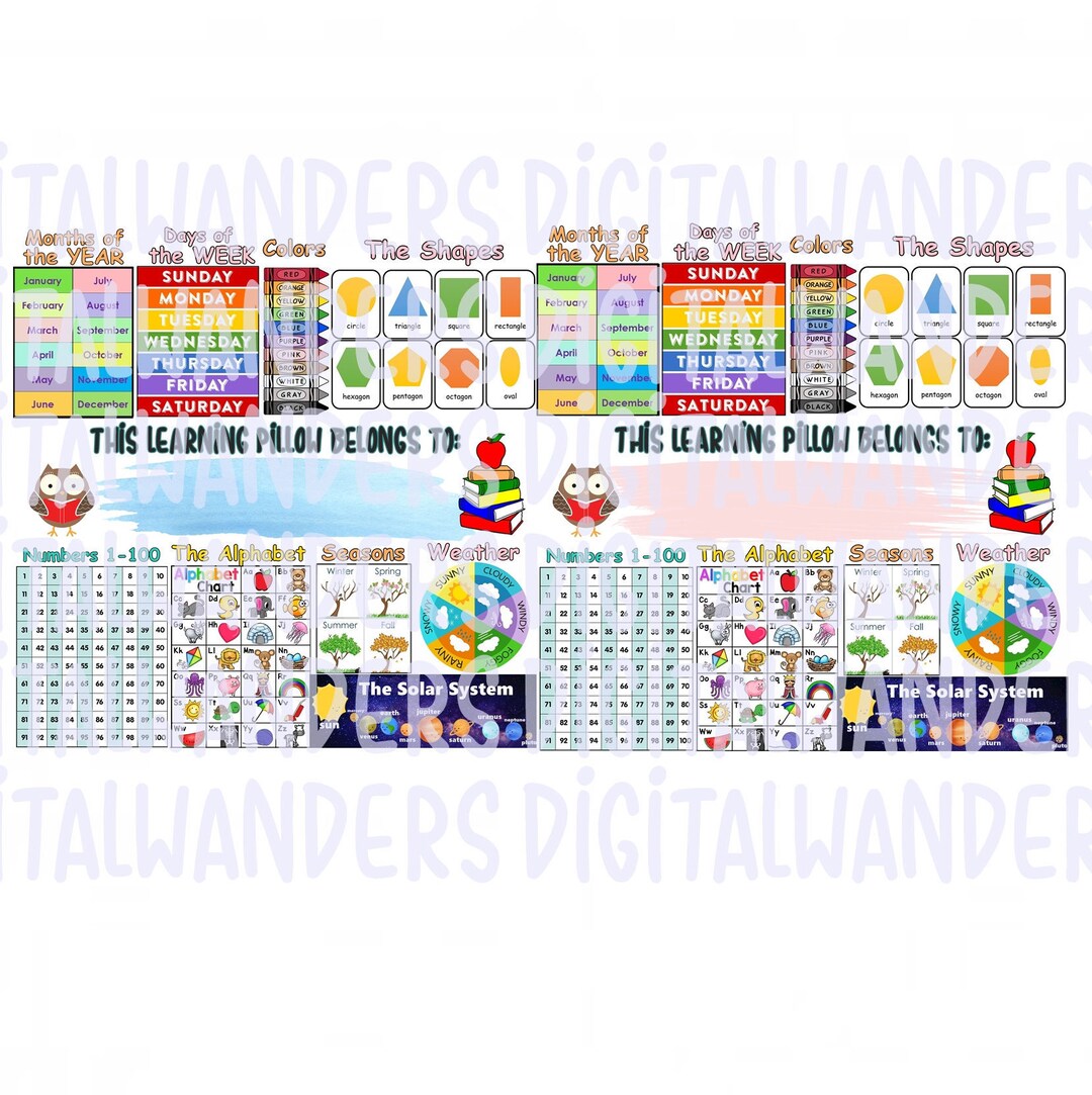 Best Learning Pillow Template, Learning Pillow Sublimation File ...